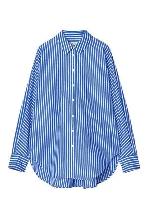 Cos Relaxed Fit Cotton Shirt Blue