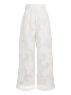 Loretta Caponi Lace-trim Clarissa Trousers - White