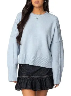 EDIKTED Shirley Oversized Crewneck Sweater - Light-blue