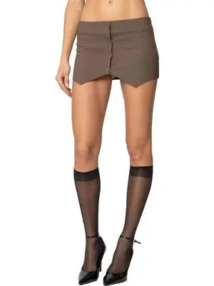 EDIKTED Ellis Buttoned Up Mini Skort - Brown