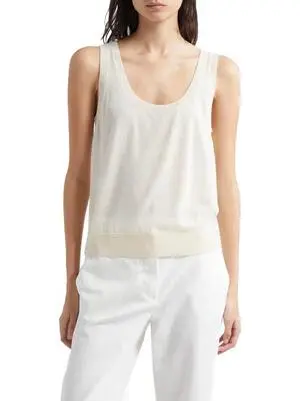 Eleventy Eleventy Sequin Openwork Silk & Cotton Sweater Vest White