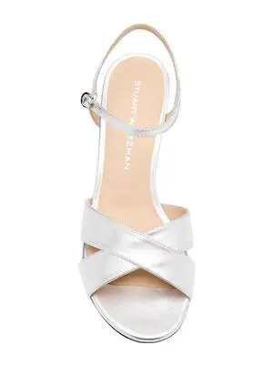 STUART WEITZMAN Dayna Metallic Wedge Sandals - Silver