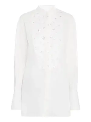 Alexander McQueen Crystal Embroidered Tuxedo Blouse - Natural