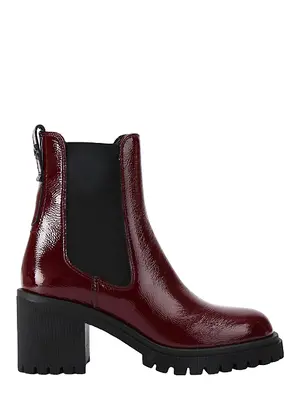 Carvela Logo-plaque Leather Heeled Ankle Boots - Red