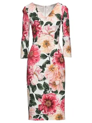 Dolce & Gabbana Floral-print Midi Dress - White