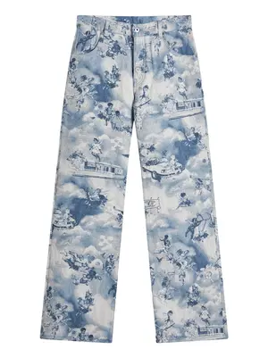 Off-White Fresco Tapestry Wide Leg Jeans - Serenity