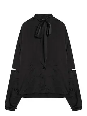 Balenciaga Satin Blouse With Bow - Black