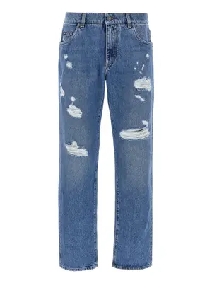 DOLCE & GABBANA Dolce & Gabbana Destroyed Straight Leg Jeans