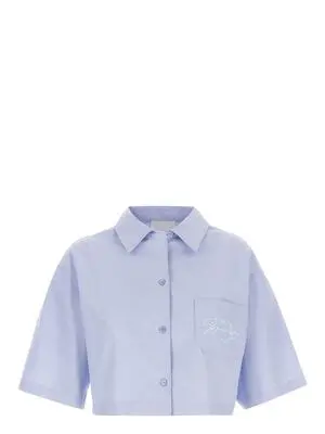 Givenchy Logo Embroidery Shirt - Light Blue
