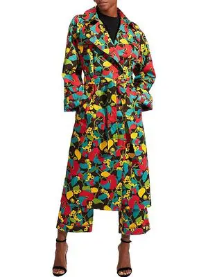 La DoubleJ Milano Printed Trench Coat - Vines Brown