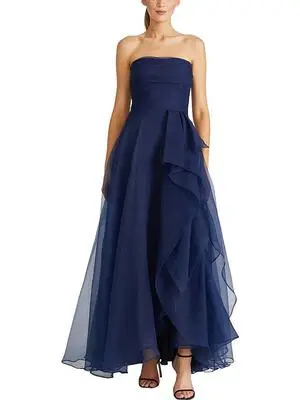 Theia Teresa Draped Gown - Navy