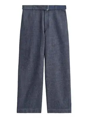 Cos Belted Straight-leg Pants - Dark Blue