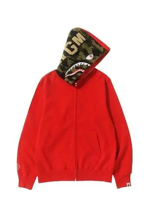 A BATHING APE Swarovski Shark Full Zip Hoodie Red