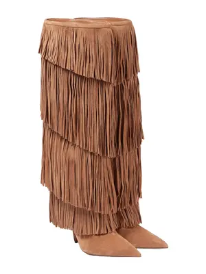 Paris Texas Jessie 105 Fringed Suede Knee-high Boots - Brown