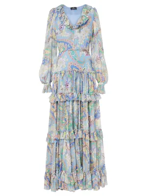 Etro Floral Gown - Blue