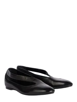 Khaite Diana Cutout Leather Ballet Flats - Black