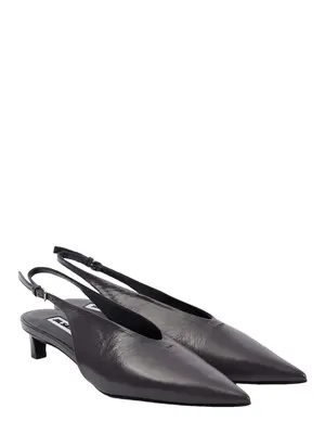 JIL SANDER Leather Slingback Pumps - Grey