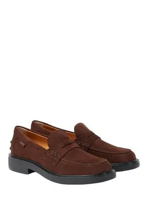 TOD'S Suede Penny Loafers - Brown
