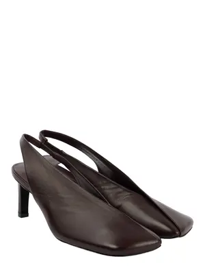 JIL SANDER Leather Slingback Pumps - Brown
