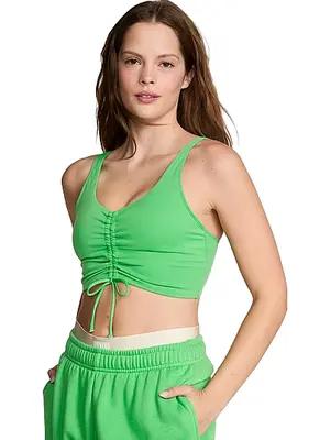 Pink Relay Ruched Plunge Sports Bra - Green