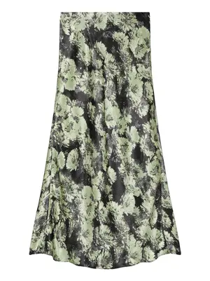 Tory Burch Printed Fluted Skirt - Green