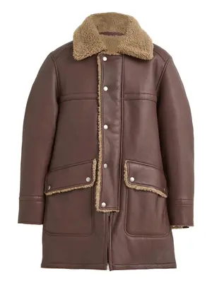 COACH Restored Reversible Shearling Coat Honey Brown Dark Teak
