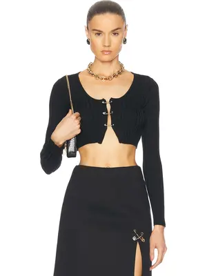 Versace Cropped Cardigan - Black