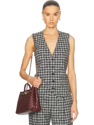 Bottega Veneta Wool Vest Top - Black  Pear  & Khaki