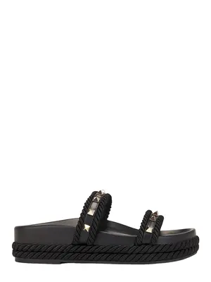 Valentino Garavani Rockstud Torchon Slides - Nero