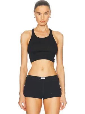 Alexander Wang Crystal Hotfix Cropped Classic Racer Tank Top - Black