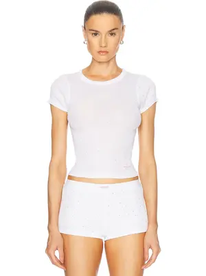 Alexander Wang Crystal Hotfix Crewneck Tee - White