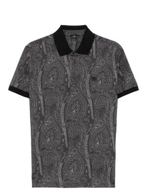Etro Paisley-print Polo Shirt Black