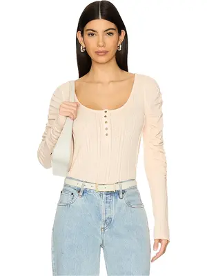 Free People Hope Henley Top - Strawberry Float