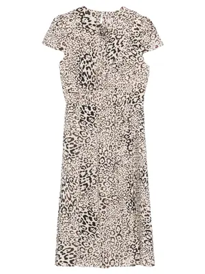 ALESSANDRA RICH Alessandra Rich Leopard-print Pleated Midi Dress