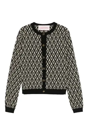 Valentino Garavani Toute La V-jacquard Cardigan - Black