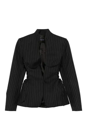 MUGLER Pinstripe Sculptural Jacket - Black