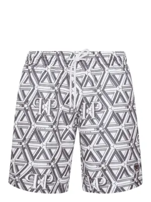 Philipp Plein Monogram Boxer Swim Shorts - White