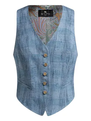 Etro Slub Waistcoat - Blue