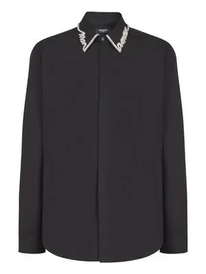 Balmain Cotton Poplin Embroidered Shirt - Black
