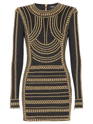 Balmain Embellished Mini Dress - Gold