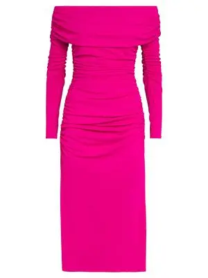 Carolina Herrera Off-the-shoulder Ruched Midi Dress - Pink