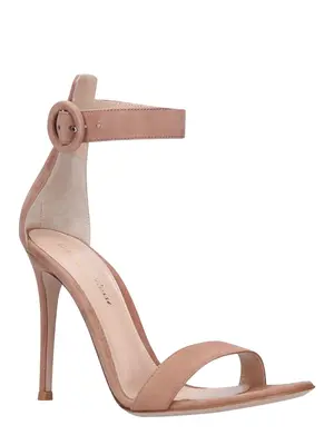 GIANVITO ROSSI Portofino 105 Suede Heeled Sandals - Nude
