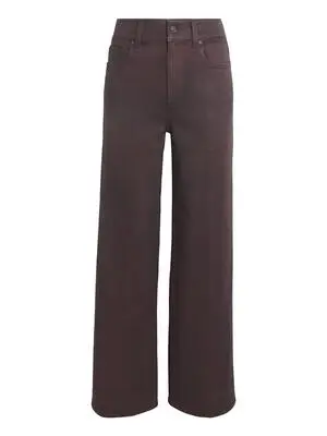 Paige Coated Sasha Wide Leg Jeans - Burgundy