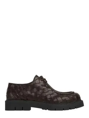 Bottega Veneta Leather Intrecciato Haddock Boat Shoes - Brown