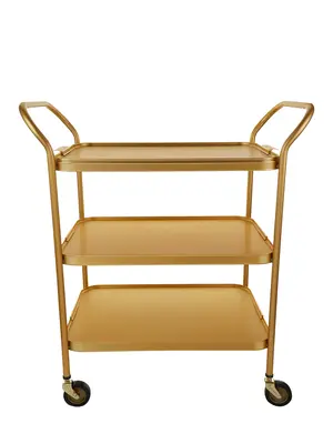 KAYMET Aluminium Diamond-embossed Three-tiered Trolley - Gold
