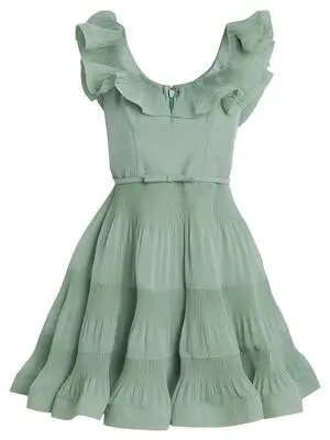 Zimmermann Pleated Frill Mini Dress - Green