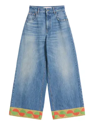 Valentino Garavani Decorated-trim Wide-leg Jeans - Blue