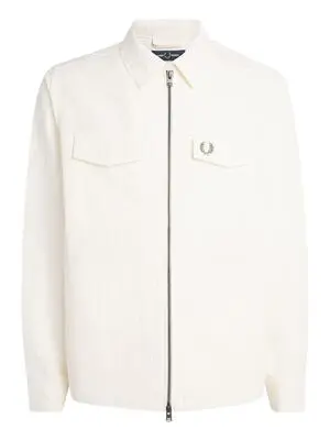 Fred Perry Twin-pocket Logo Overshirt - Ivory