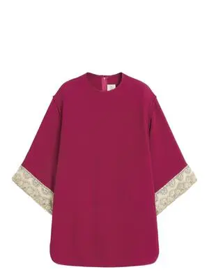 Valentino Garavani Silk Embroidered Kaftan Top - Red