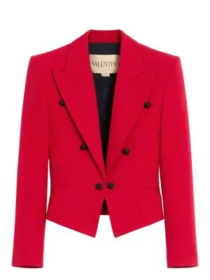 Valentino Garavani Virgin Wool Cropped Blazer - Red
